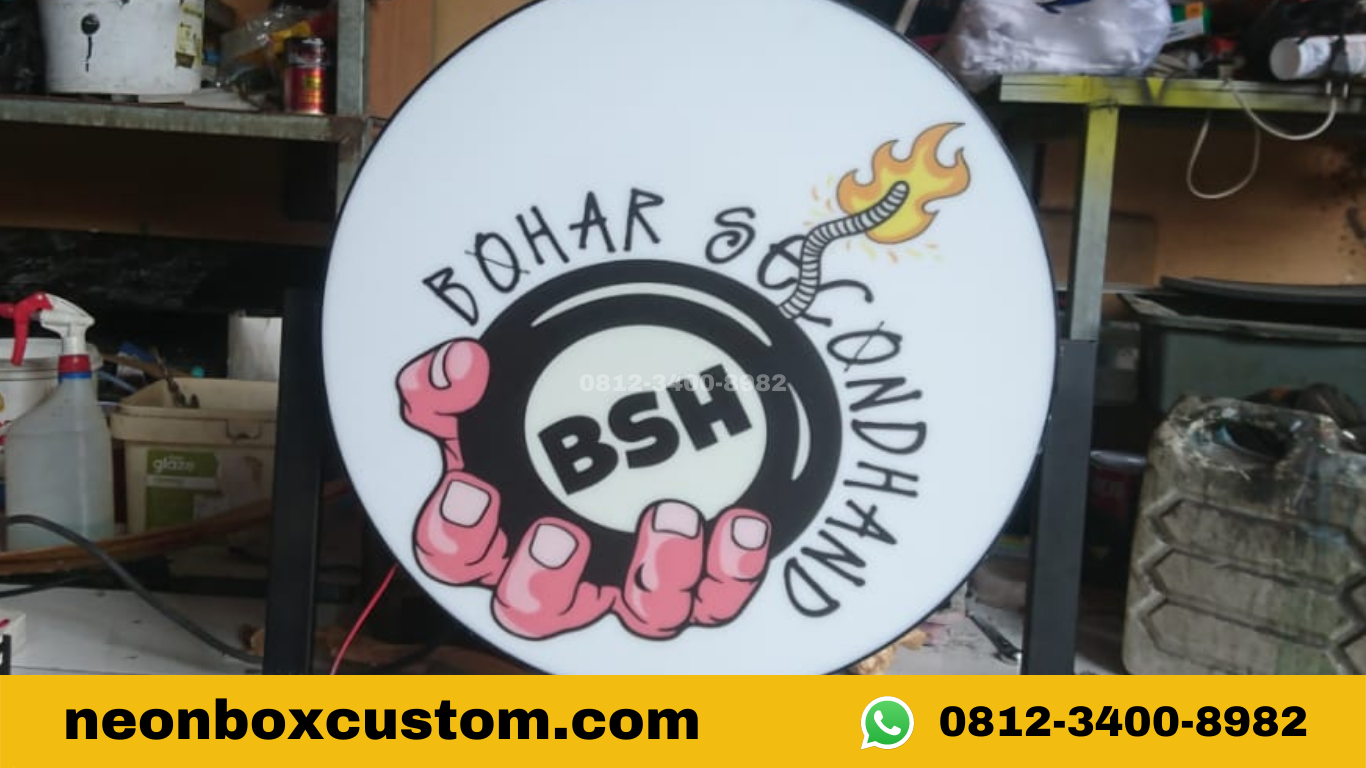 Jasa Neon Box Akrilik Bulat Dengan Garansi 3 Bulan